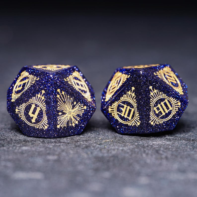 Blue Sandstone DND Dice Set: Hand Carved Bethlehem Star Polyhedral Dice ...