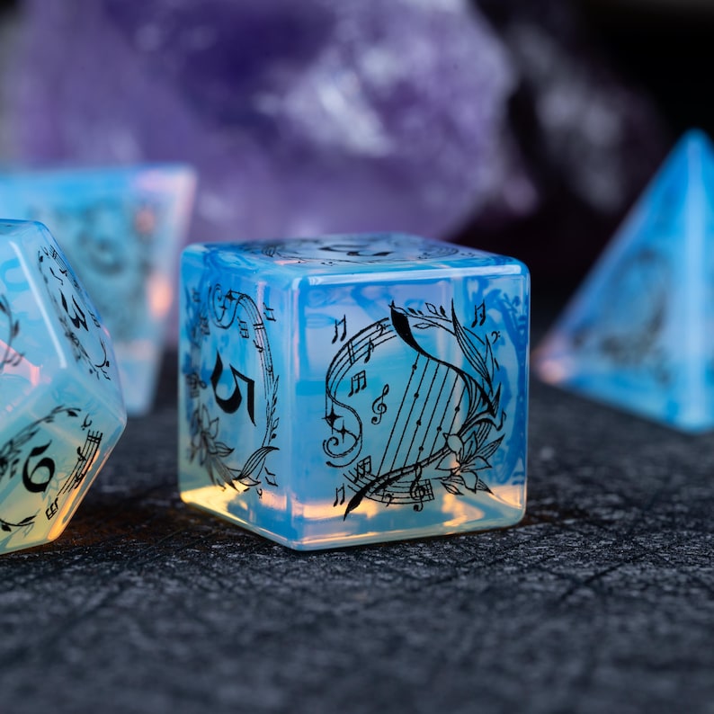 Hand Carved Opal Dice Set: Original Design Gemstone RPG Dice - Etsy