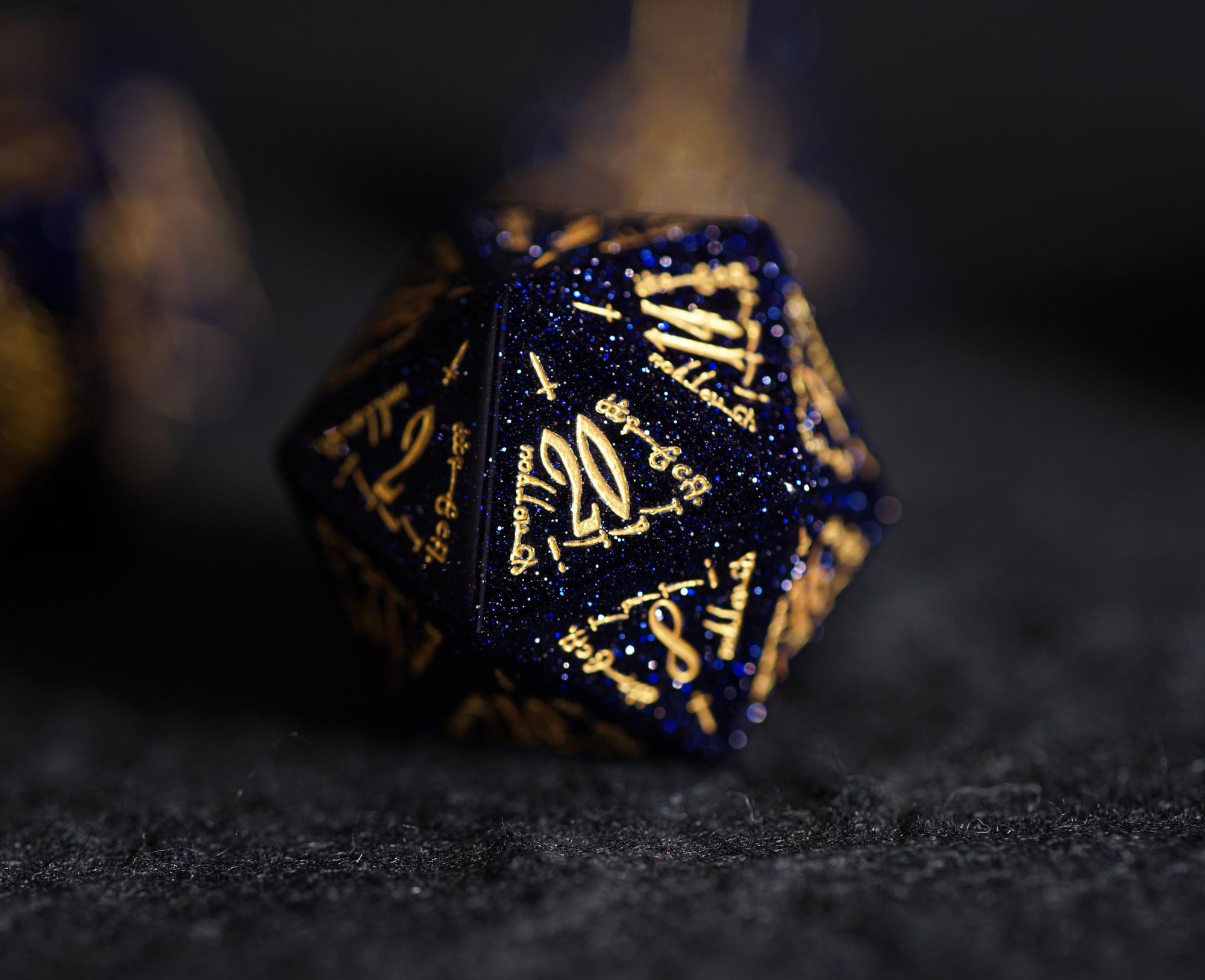 Blue Sandstone Elvish Rune Dice Set, Mystical RPG Polyhedral Dice - Etsy