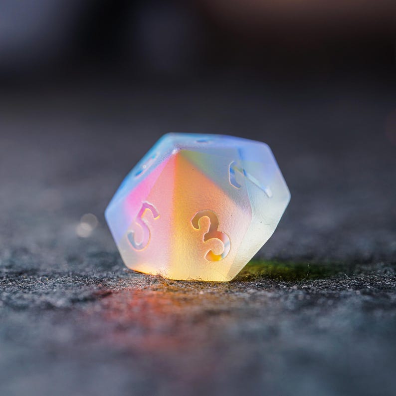 Frosted Dichroic Crystal Dice Set: Rainbow Gemstone D&D, RPG, MTG - Etsy