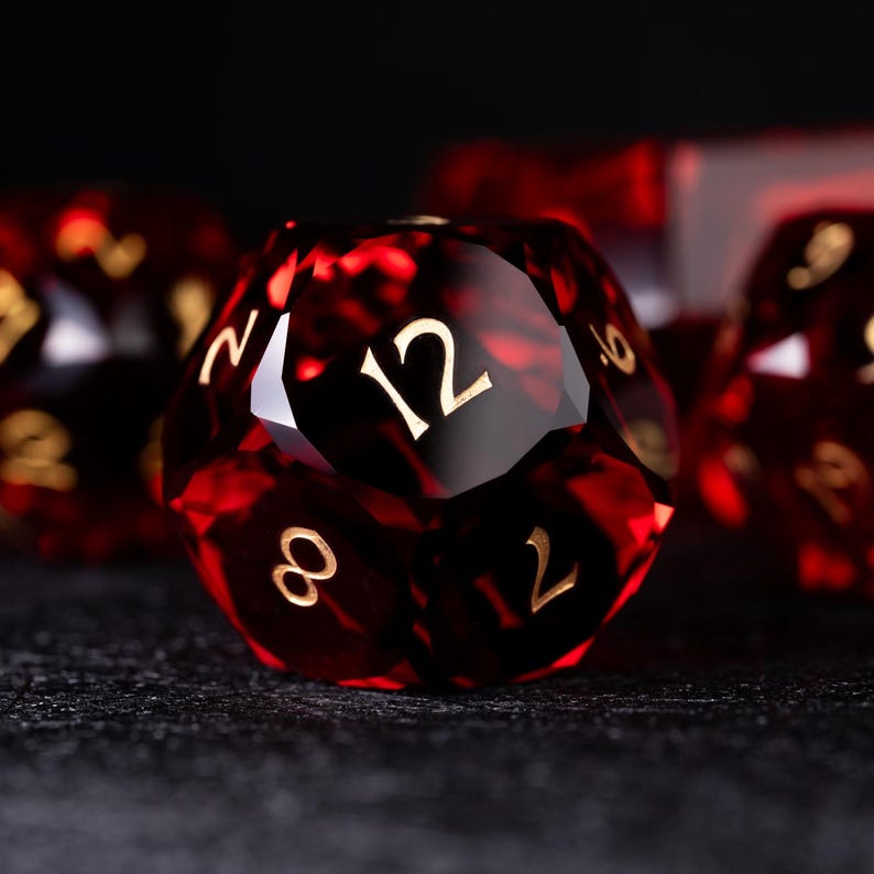 Red Crystal Gemstone DND Dice Set: Phoenix Style Polyhedral Dice - Etsy
