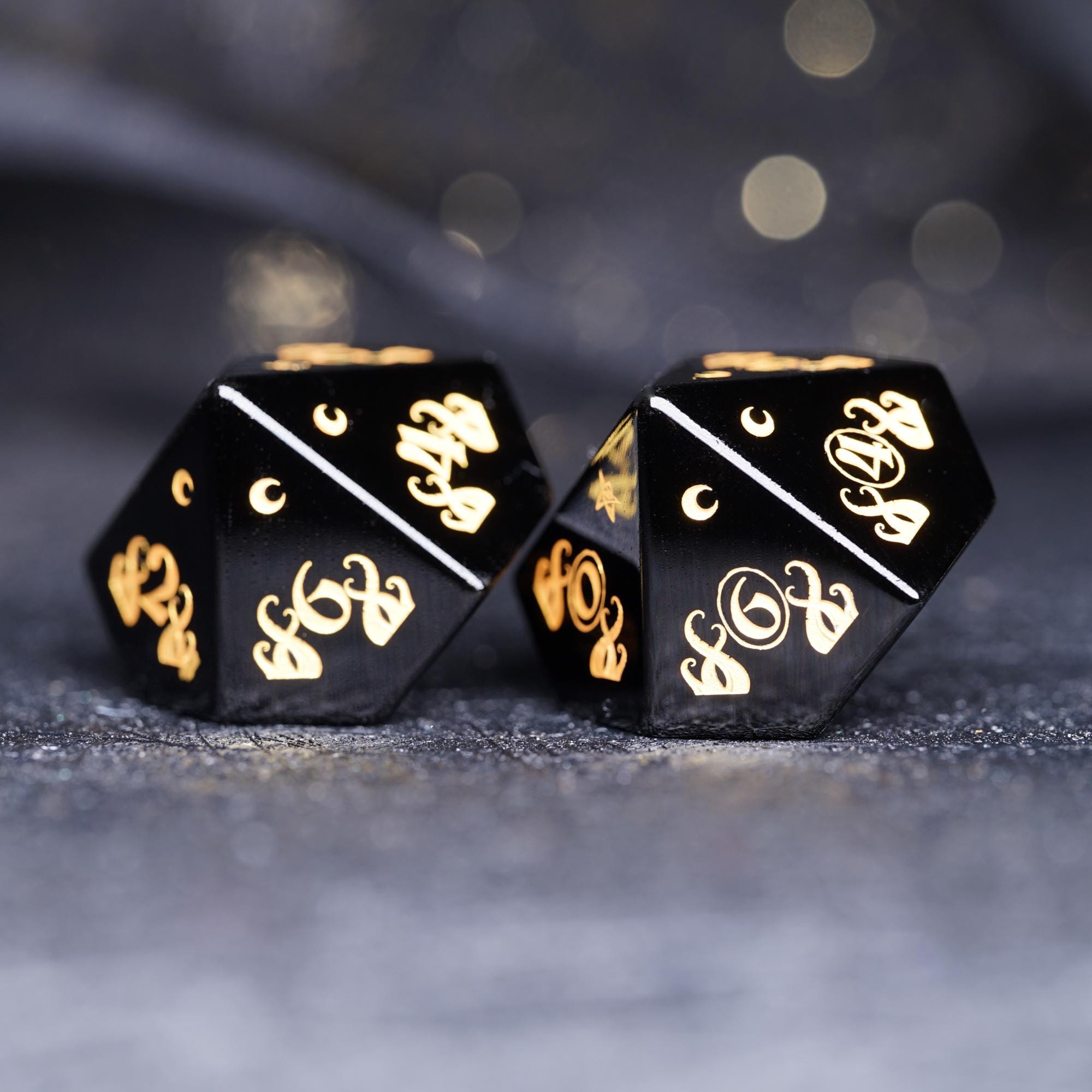 Hand Carved Obsidian Dice Set: Cthulhu Style Polyhedral RPG Dice - Etsy