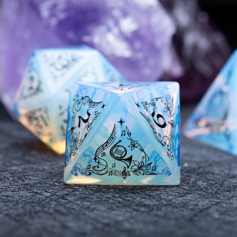 Hand Carved Opal Dice Set: Original Design Gemstone RPG Dice - Etsy