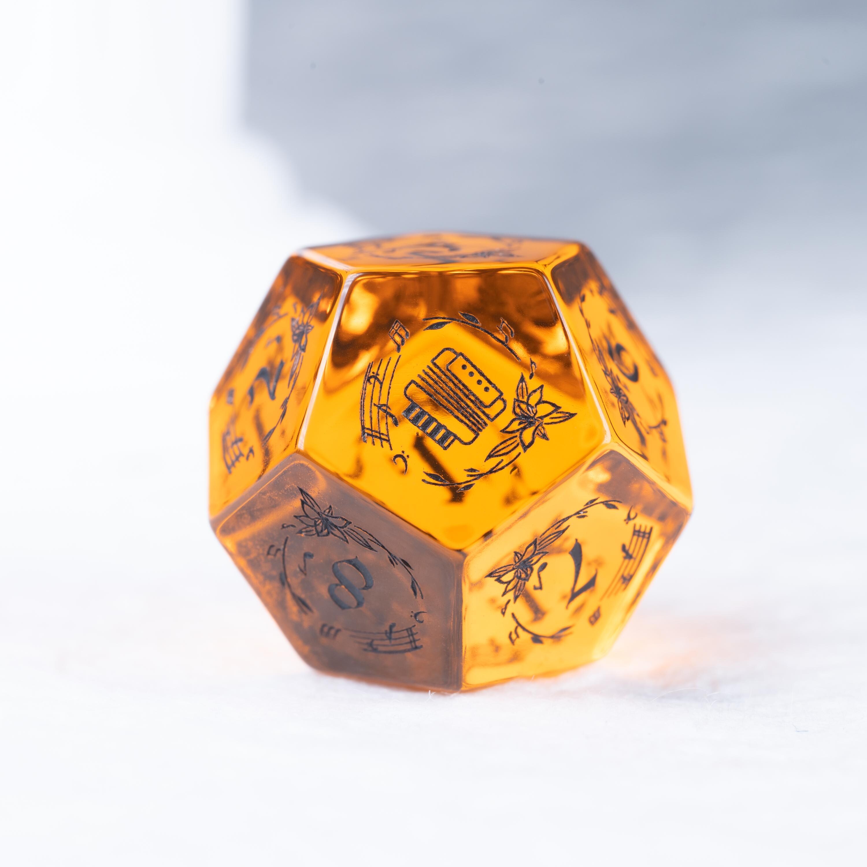 Hand Carved Yellow Gemstone Dice Set: Music DND RPG Polyhedral Dice - Etsy