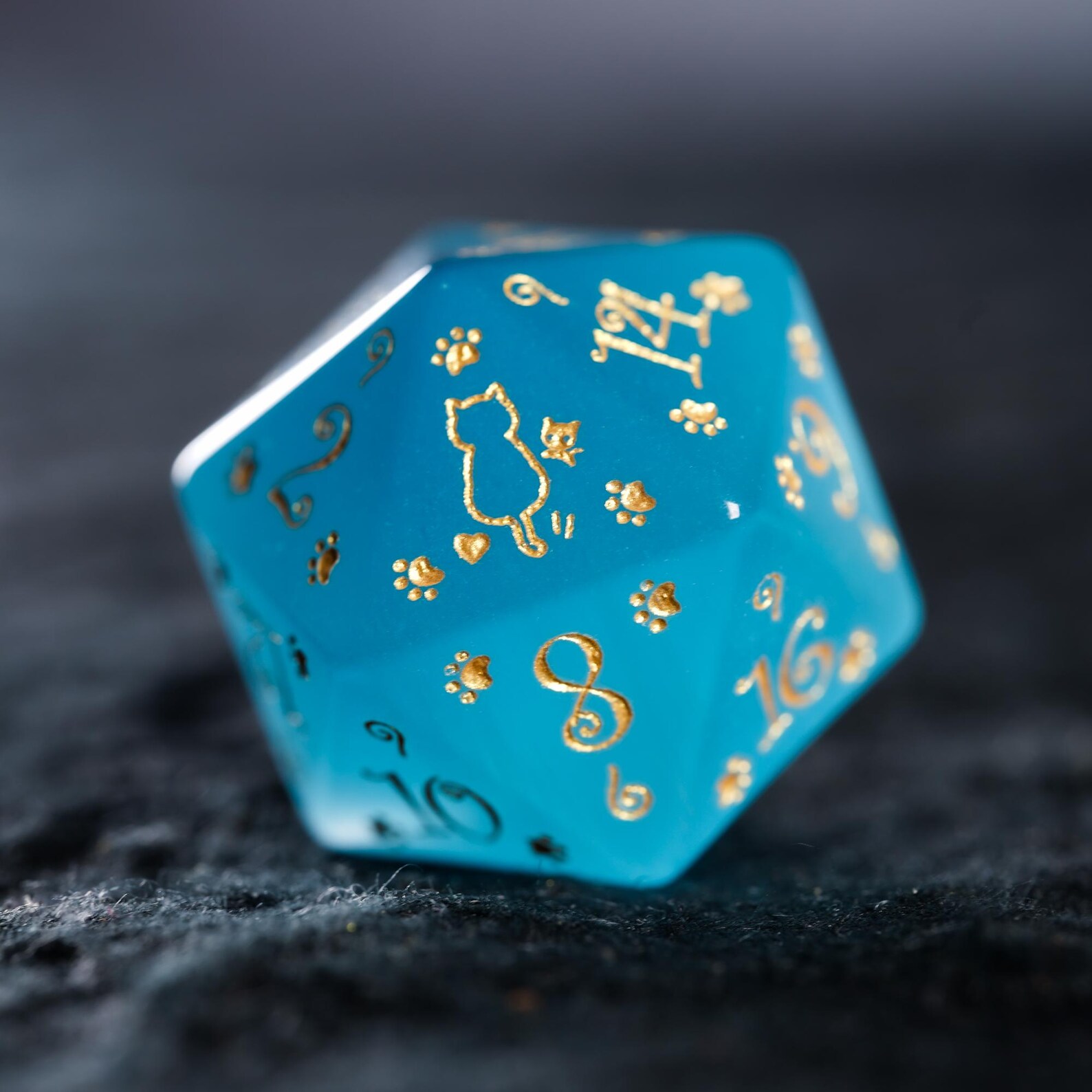Aqua Cat's Eye Dnd Dice Set: Hand-carved Polyhedral Gemstone Dice - Etsy