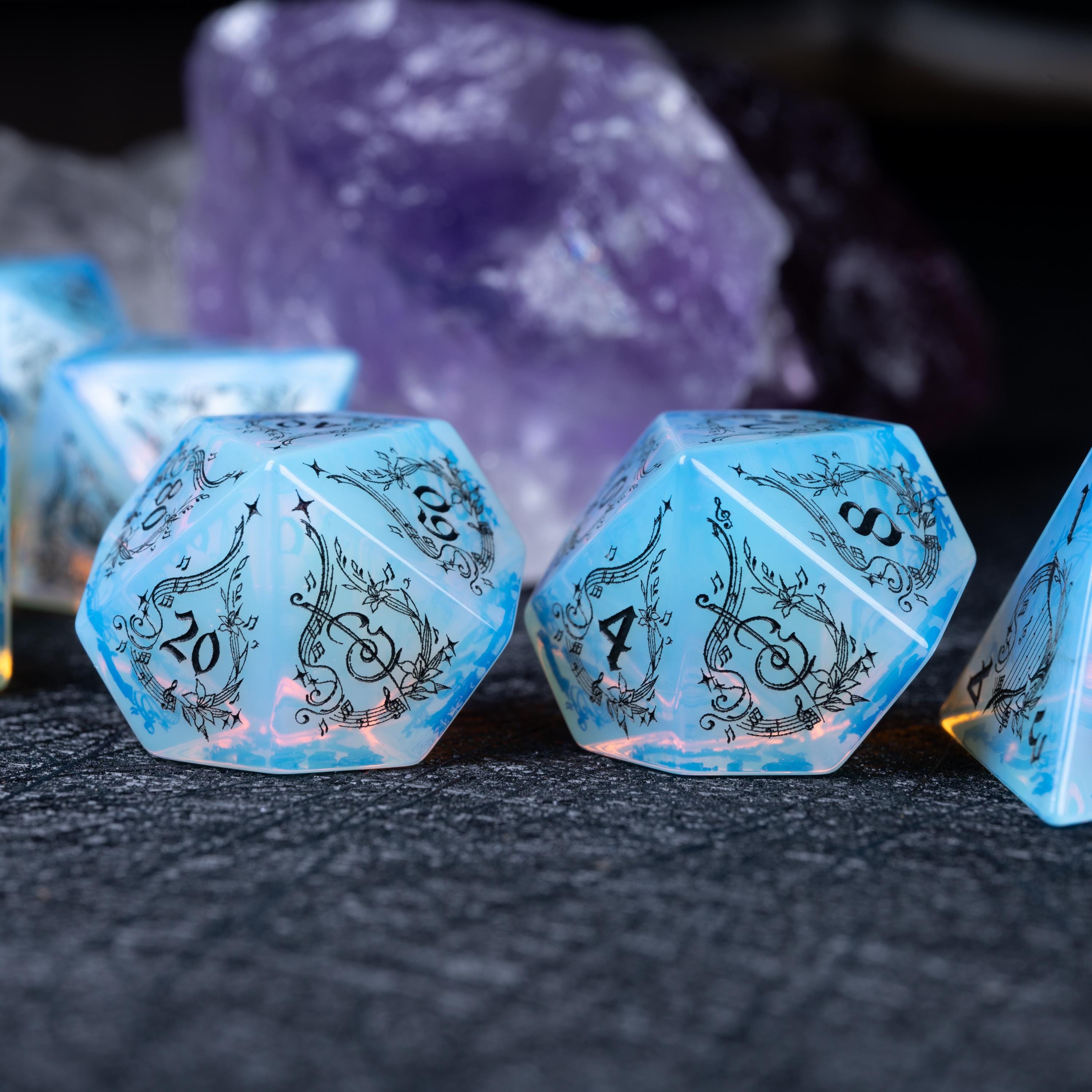Hand Carved Opal Dice Set: Original Design Gemstone RPG Dice - Etsy
