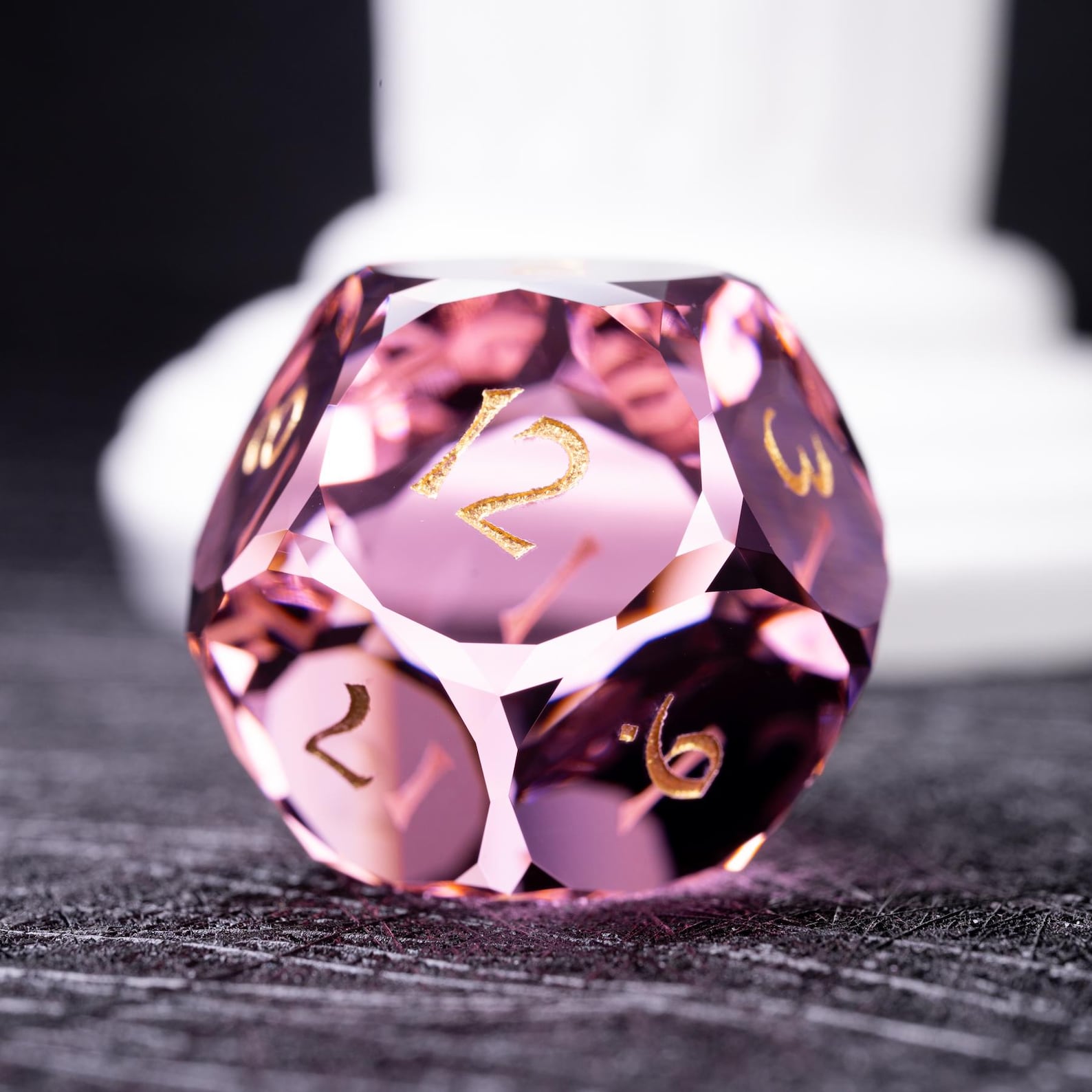 Hand Carved Pink Crystal Gemstone Dice Set: Anime Polyhedral DND Dice ...
