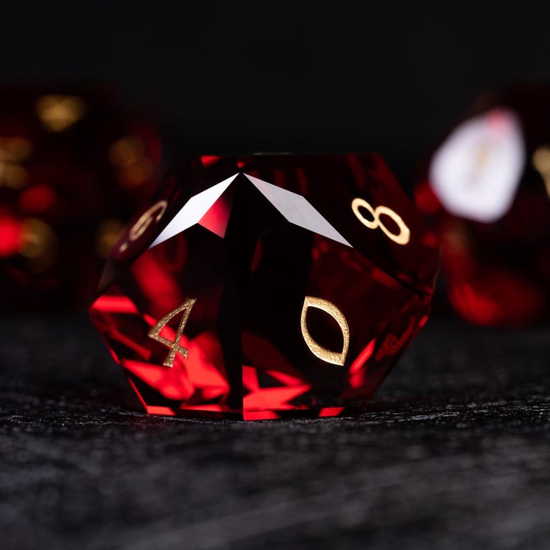 Handmade Red Gemstone Dice Set: Polyhedral DND Dice, Original Design - Etsy