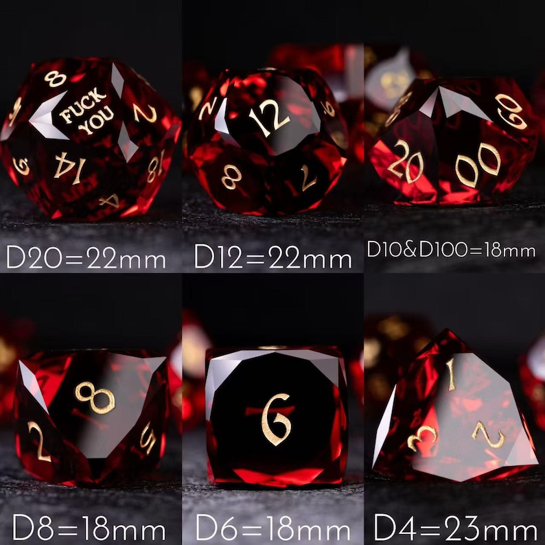Handmade Red Gemstone Dice Set: Polyhedral DND Dice, Original Design - Etsy