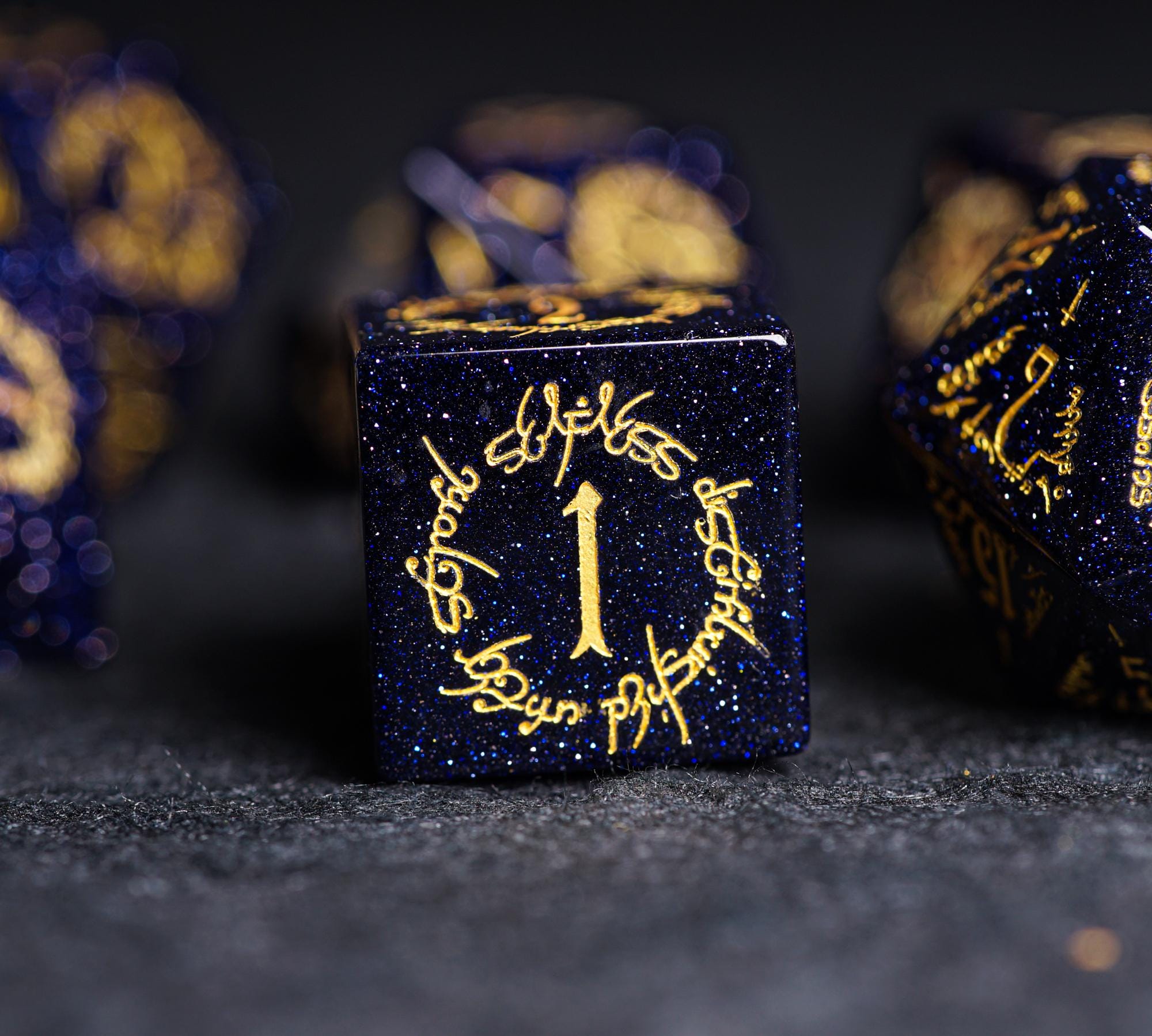 Blue Sandstone Elvish Rune Dice Set, Mystical RPG Polyhedral Dice - Etsy