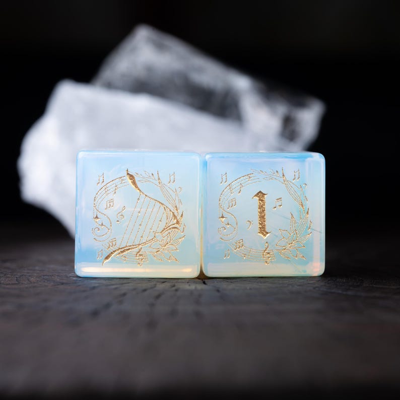 Hand Carved Opal DND Dice Set: Music Polyhedral D20, Original Design - Etsy