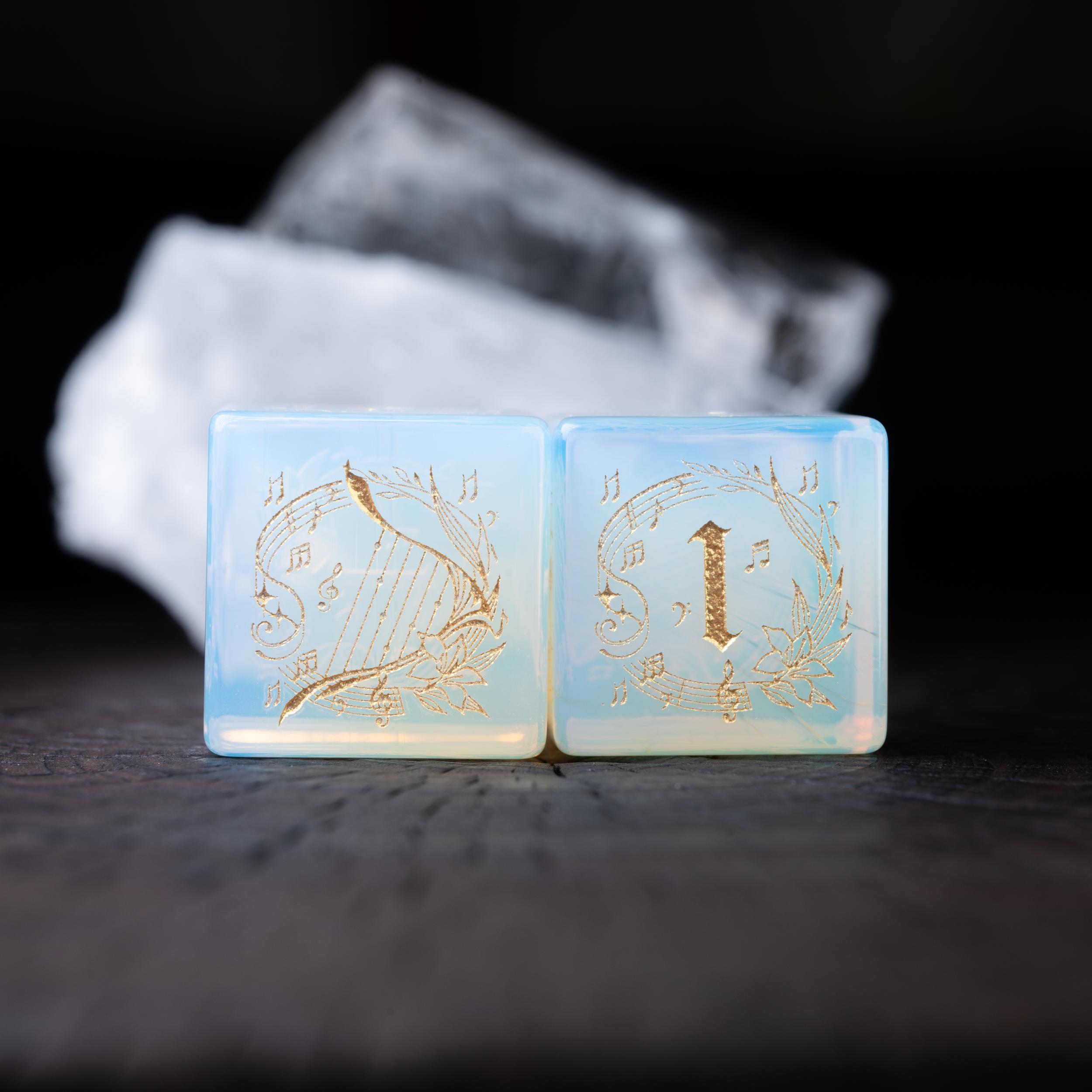 Hand Carved Opal DND Dice Set: Music Polyhedral D20, Original Design - Etsy