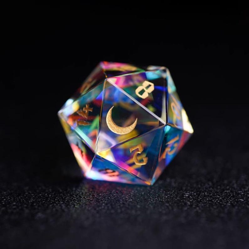 Dichroic Glass DND Dice Set: Rainbow Polyhedral D20 Dice - Etsy