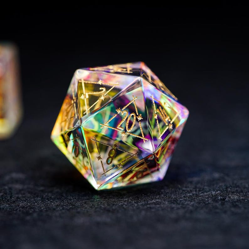 Dichroic Glass RPG Dice Set: Rainbow Crystal Polyhedral D&D Dice - Etsy
