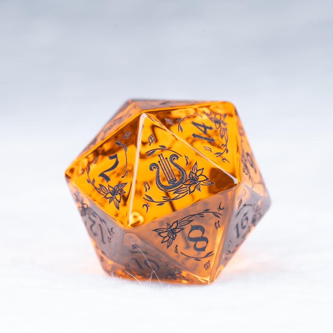 Hand Carved Yellow Gemstone Dice Set: Music DND RPG Polyhedral Dice - Etsy
