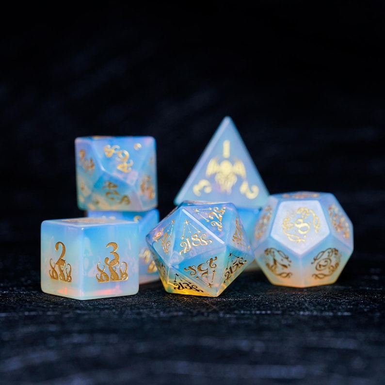 Opal Polyhedral Dice Set: Handmade Cthulhu DND Dice - Etsy