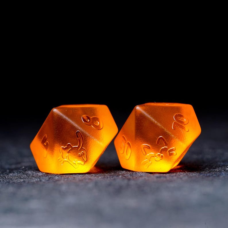 Frosted Orange Gemstone Dice Set: Cat RPG Polyhedral Dice - Etsy