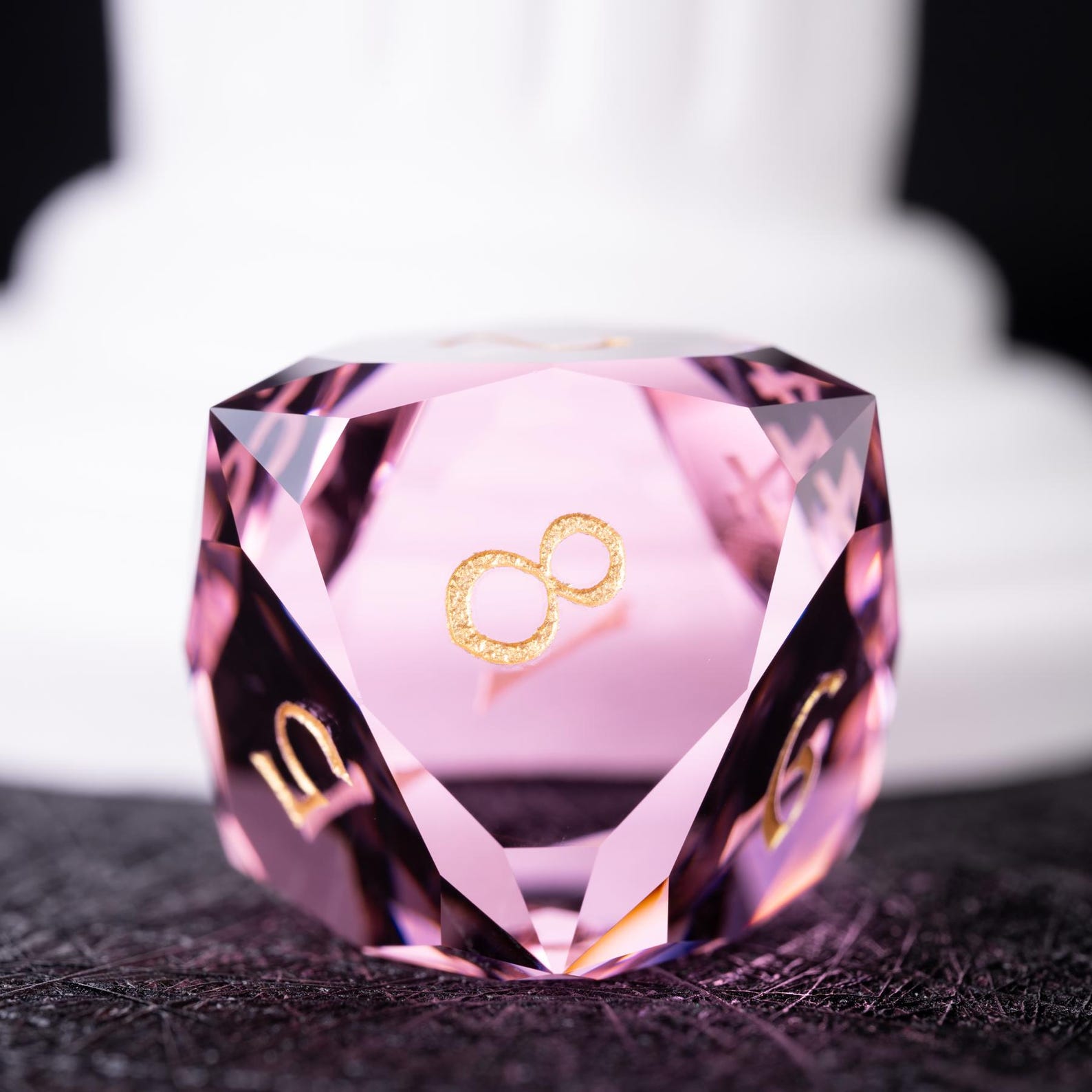 Hand Carved Pink Crystal Gemstone Dice Set: Polyhedral Dnd Dice - Etsy