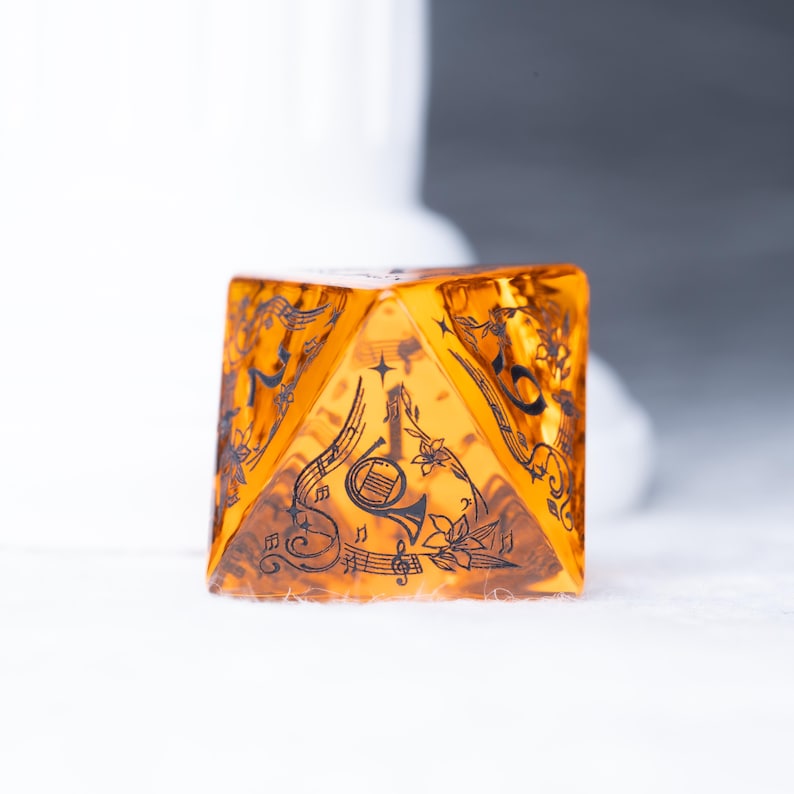 Hand Carved Yellow Gemstone Dice Set: Music DND RPG Polyhedral Dice - Etsy