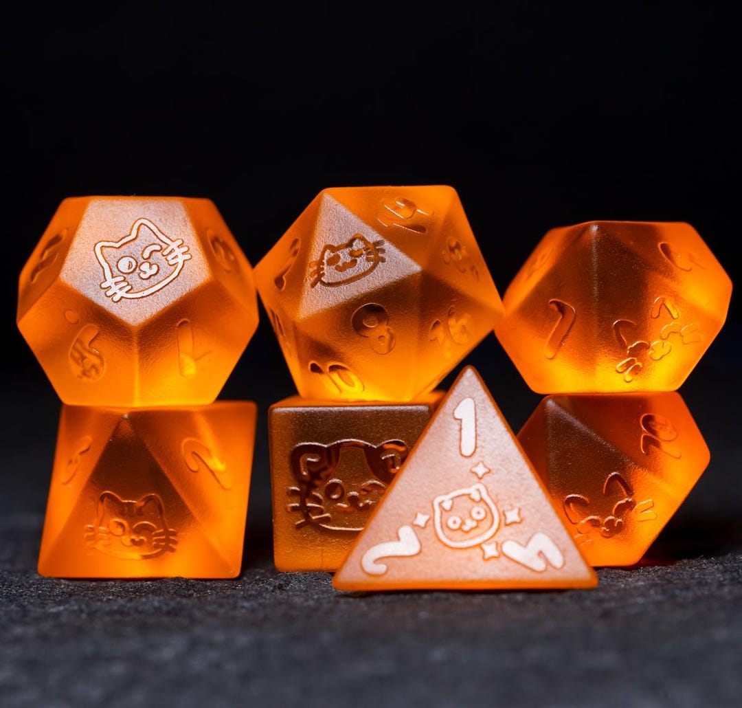 Frosted Orange Gem Dice Set,dungeons and Dragons Polyhedral RPG Dice ...
