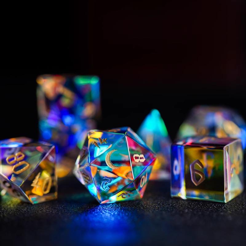 Dichroic Glass DND Dice Set: Rainbow Polyhedral D20 Dice - Etsy