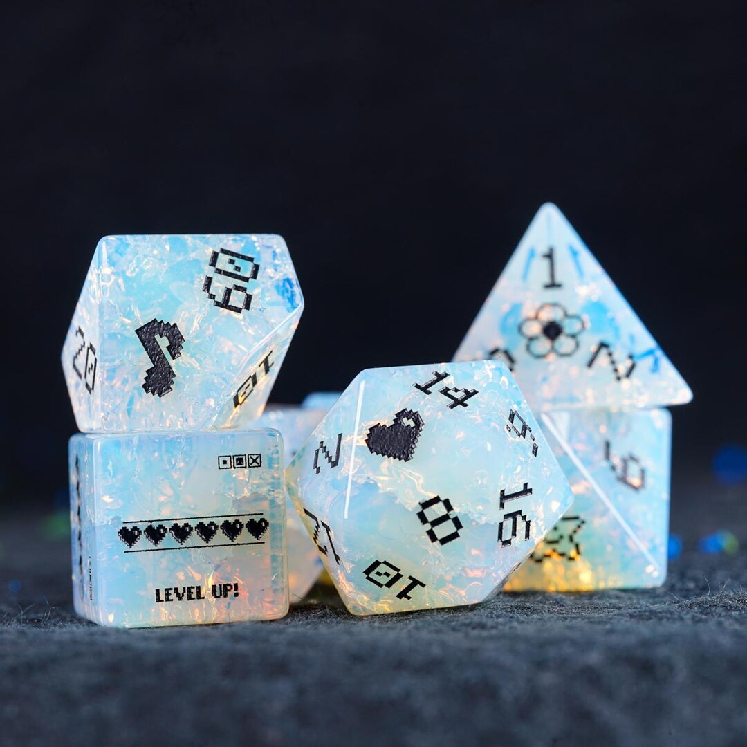 Ice Cracks Opal Dice Set Game Pixel Style Dice for Dungeons & Dragons ...