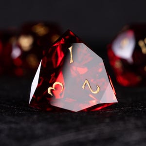 Red Crystal Gemstone DND Dice Set: Phoenix Style Polyhedral Dice - Etsy