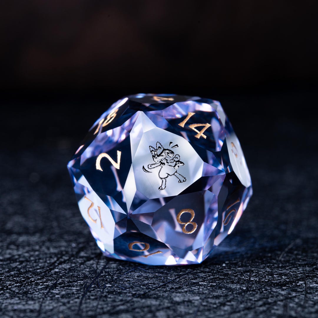 Hand Carved Purple Crystal Gemstone Set: Anime Dice,dnd RPG - Etsy
