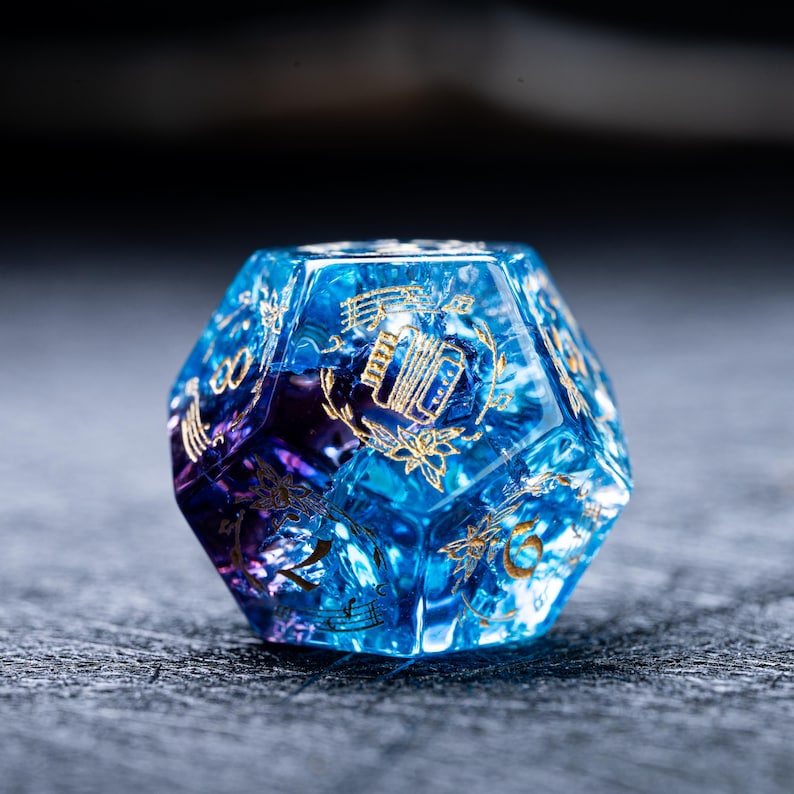 Rainbow Glaze Gemstone Dice Set: Original Hand-carved Polyhedral Dice ...