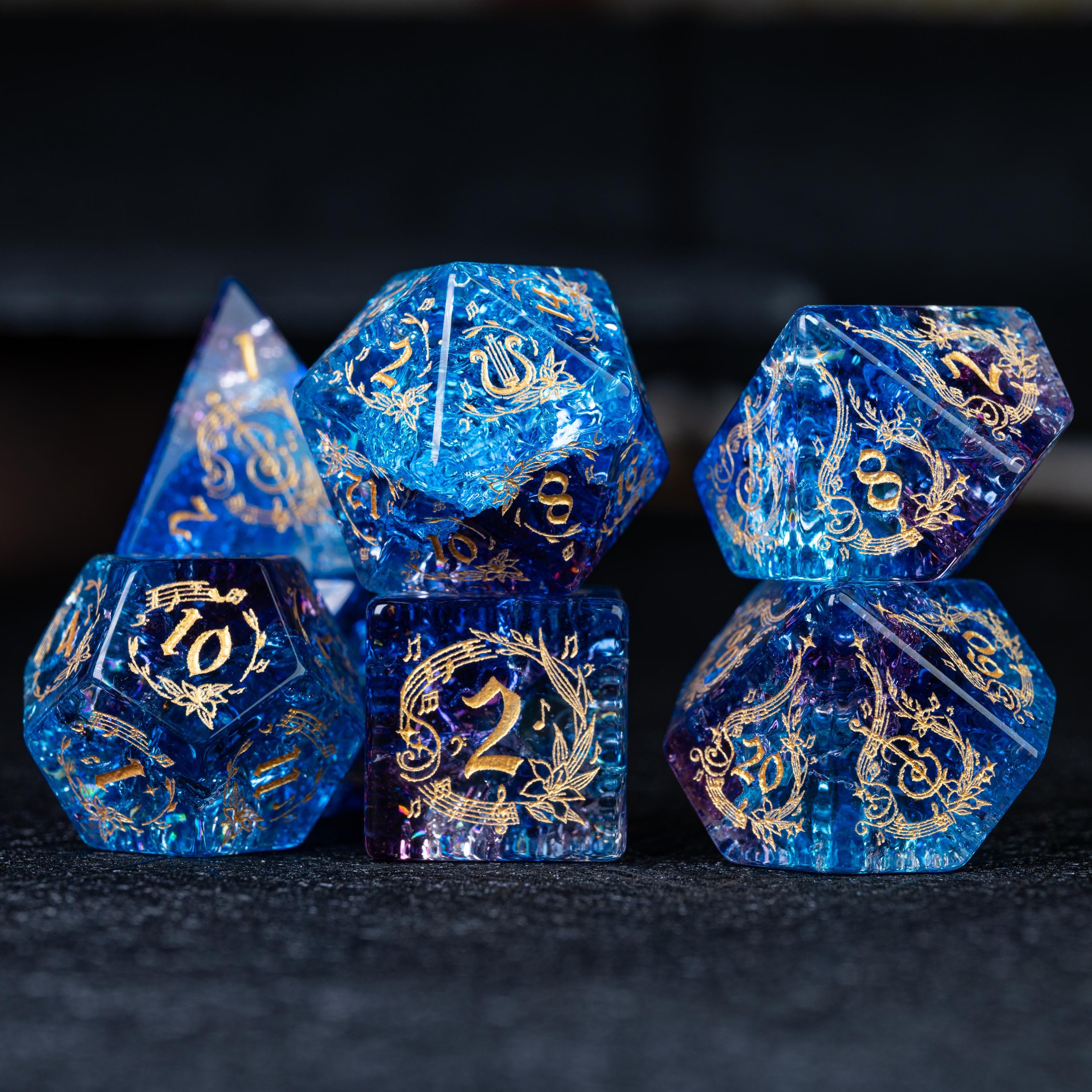 Rainbow Glaze Gemstone Dice Set: Original Hand-carved Polyhedral Dice ...