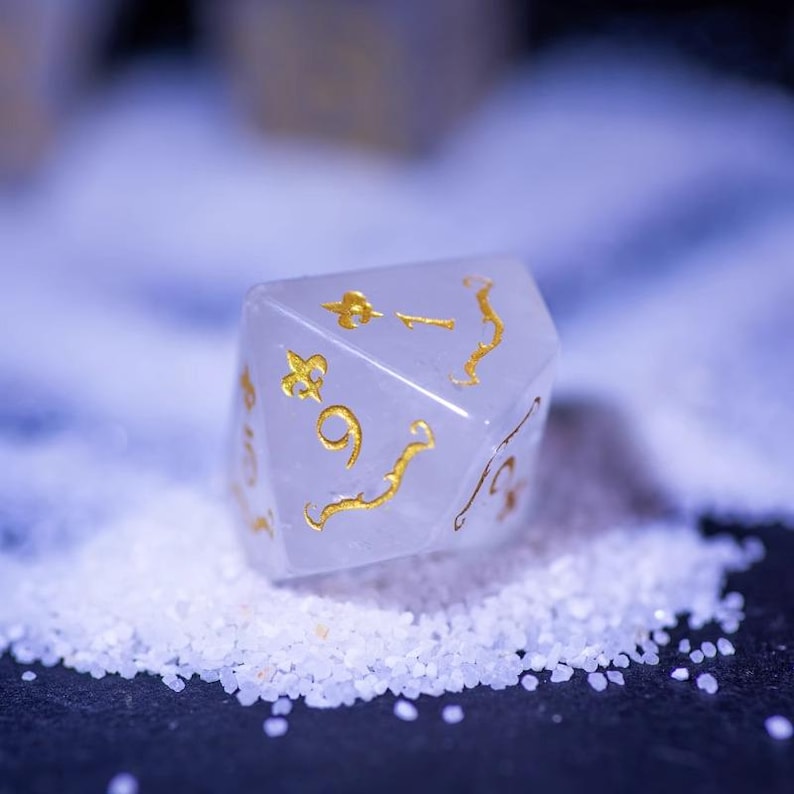 Natural White Crystal DND Dice Set: Original Design Polyhedral Dice - Etsy