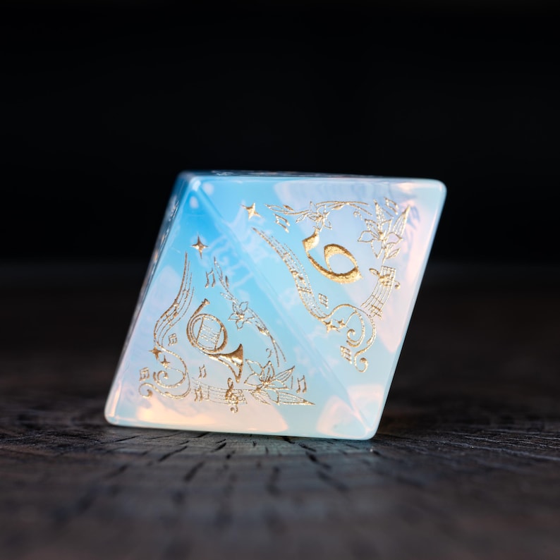 Hand Carved Opal DND Dice Set: Music Polyhedral D20, Original Design - Etsy