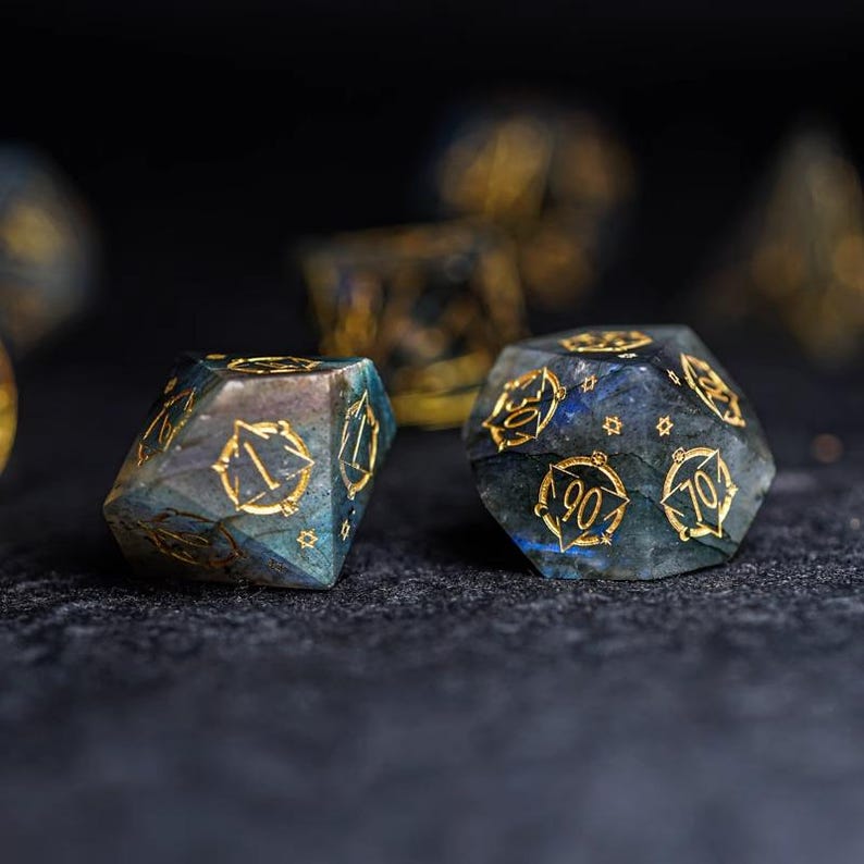 Labradorite DND Dice Set: Original Design Polyhedral RPG Dice - Etsy