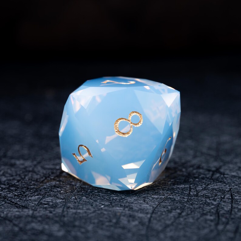 Hand Carved Opal Dice Set: Moon Design Polyhedral Gemstone DND Dice - Etsy