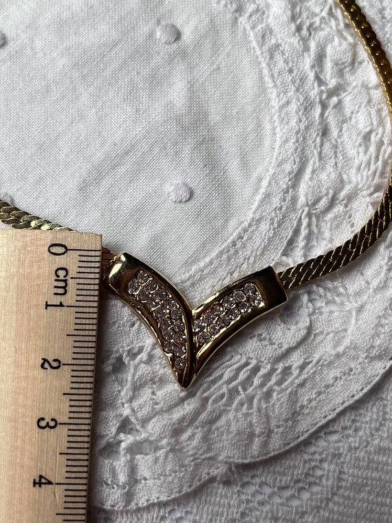 Stunning Vintage V-shaped necklace, 18ct gold plated … - Gem
