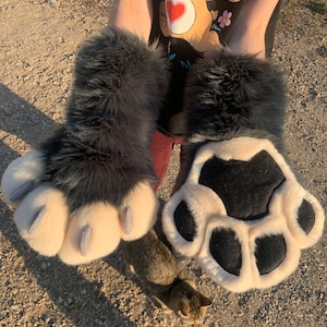 Gray and Tan Fursuit Hand Paws - Etsy