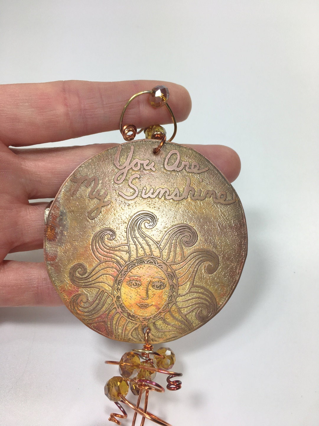You Are My Sunshine Etched Copper Suncatcher With Sun Face Design ...