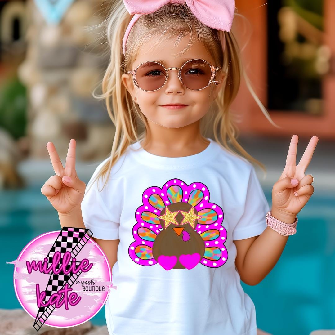 Preppy Turkey Shirt Sublimation Design Painted Cheetah Fall Pink Adult ...