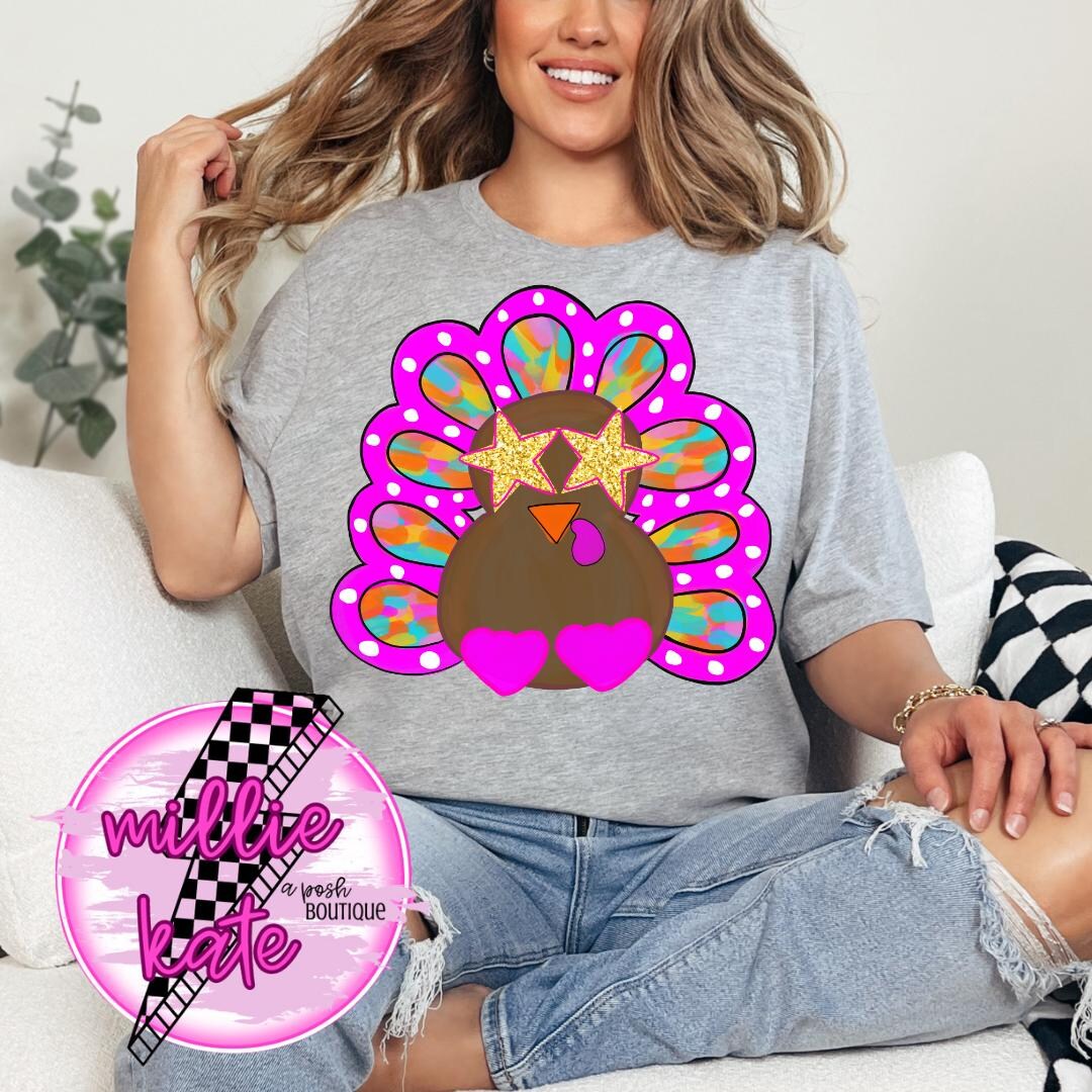 Preppy Thanksgiving Turkey Sublimation DTF Design PNG Digital Download ...