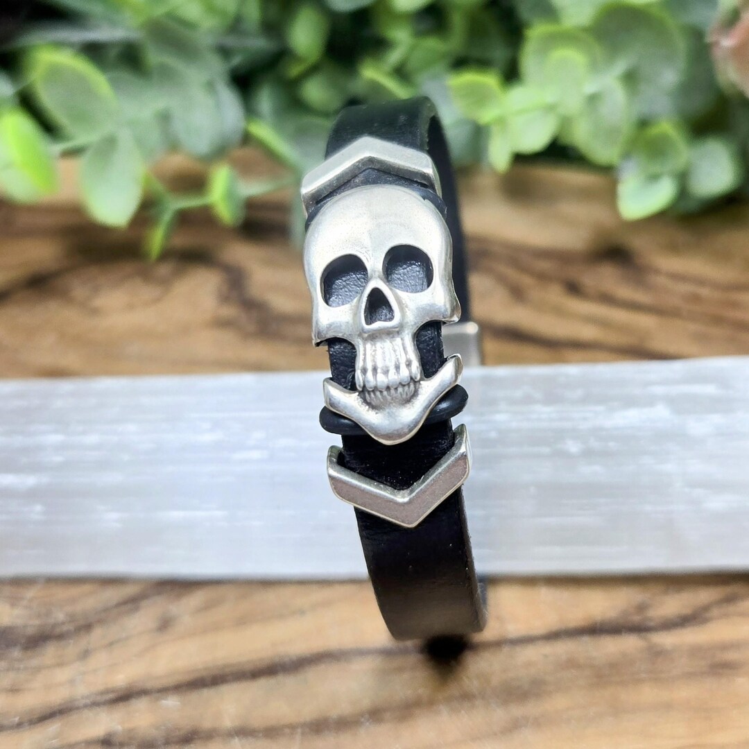 Leather Skeleton Cuff Bracelet - Etsy
