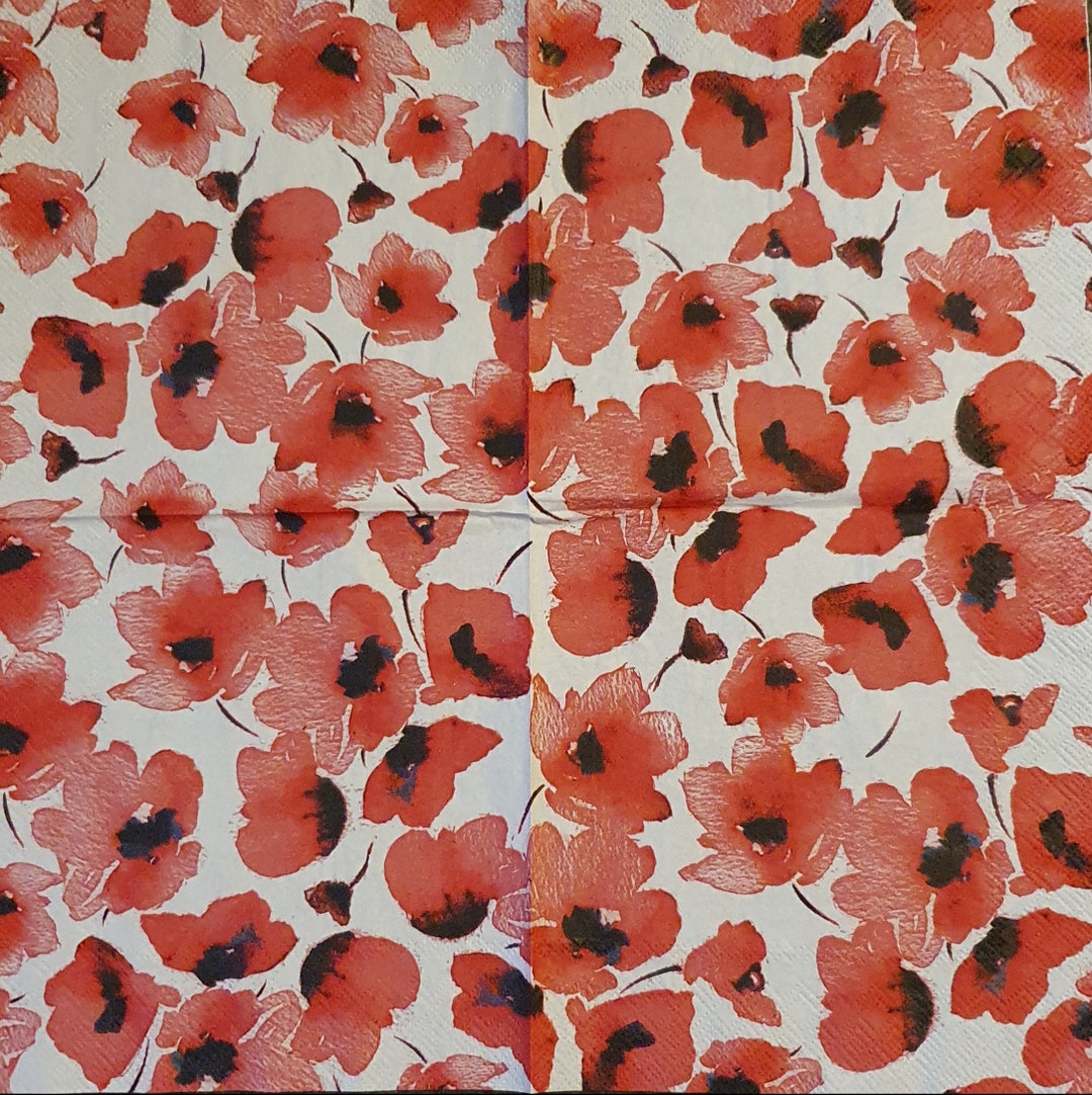 Poppies Set of Paper 4 Napkins and Single Napkin Also Available - Etsy