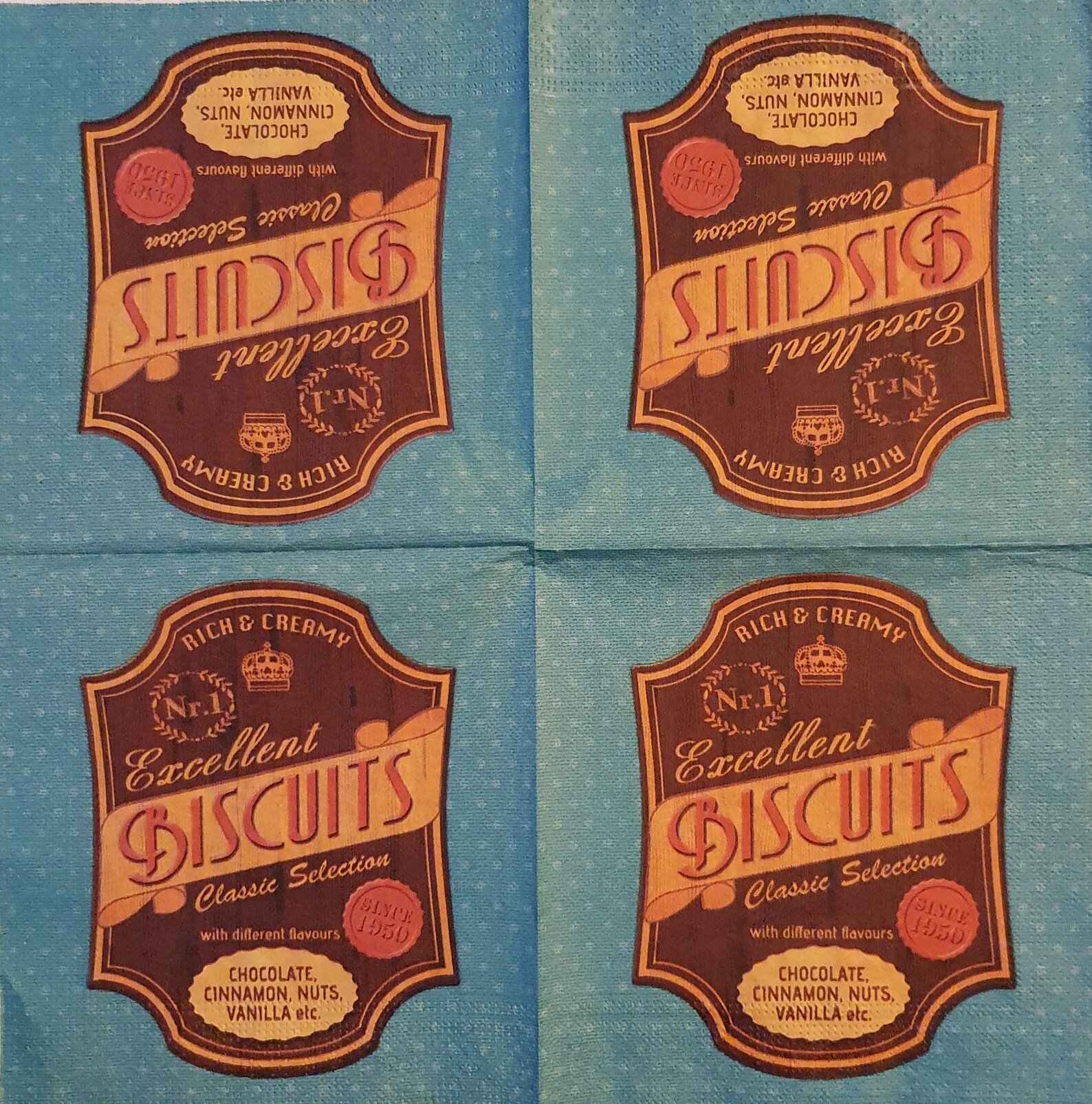 Biscuits Tin Labels Set of 4 Napkins - Etsy