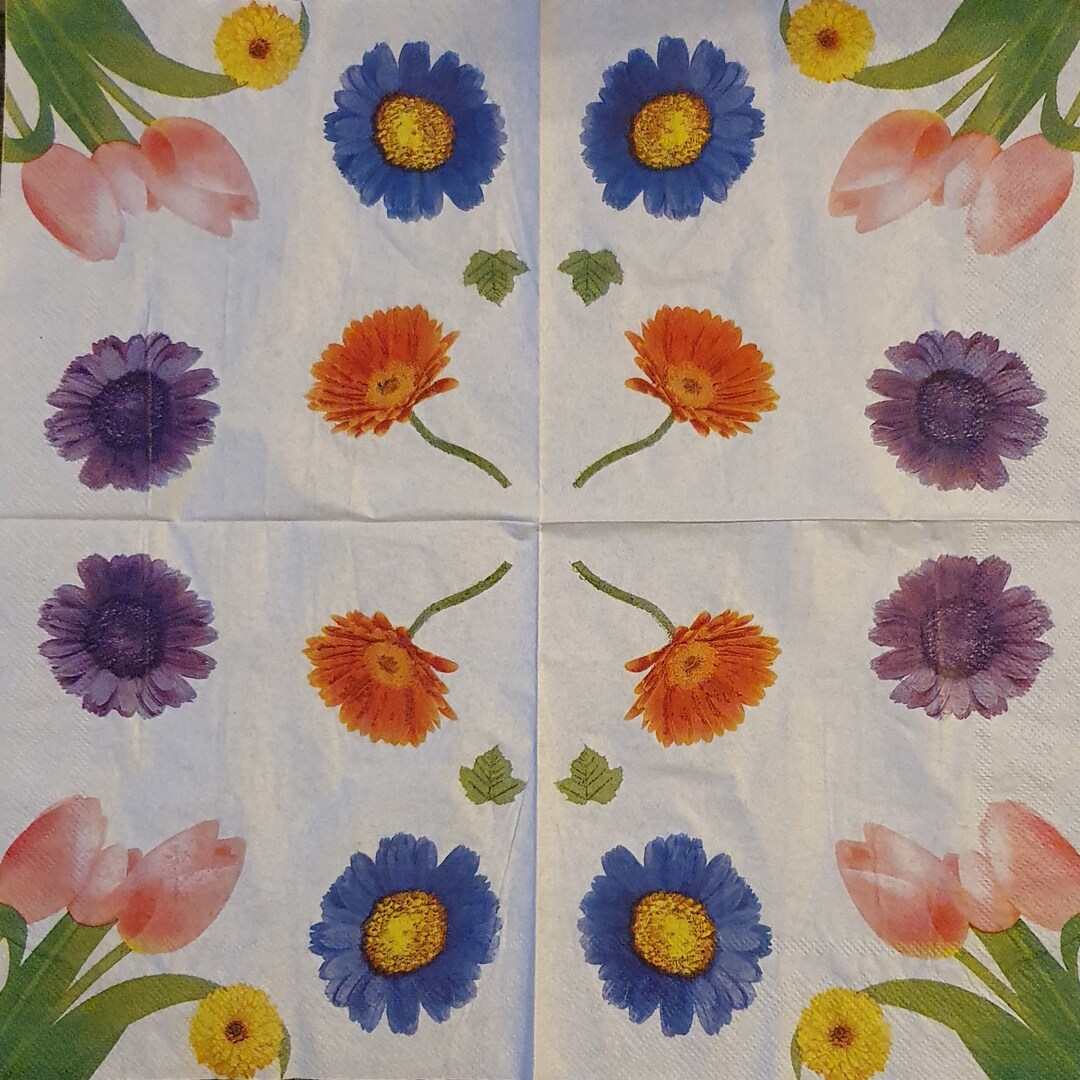 Flowers Set of 4 Napkins Ambiente - Etsy