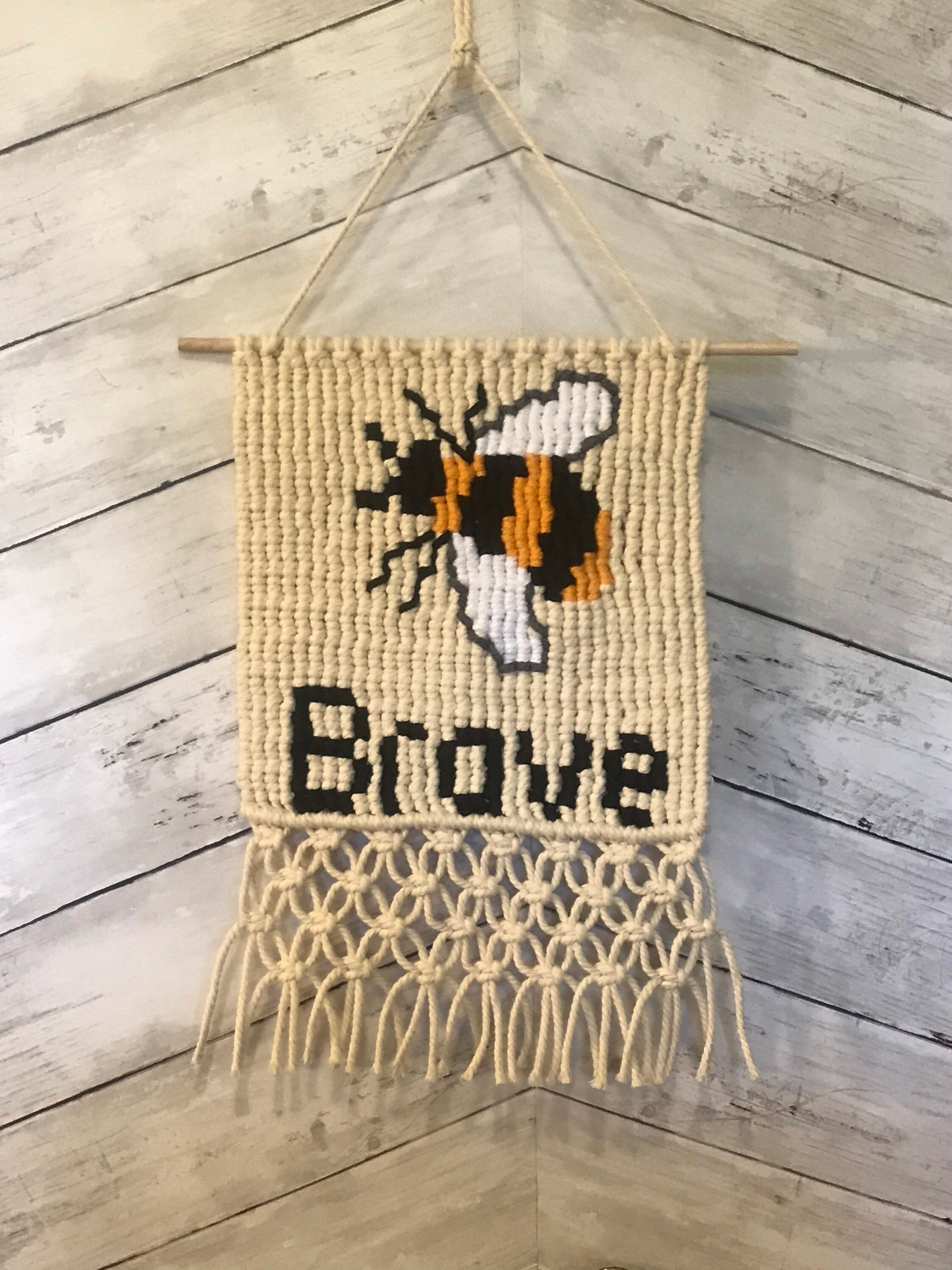Macrame Wall Hanging. Bee Kind, Bee Happy, Bee Brave Set of 3 or Sold ...