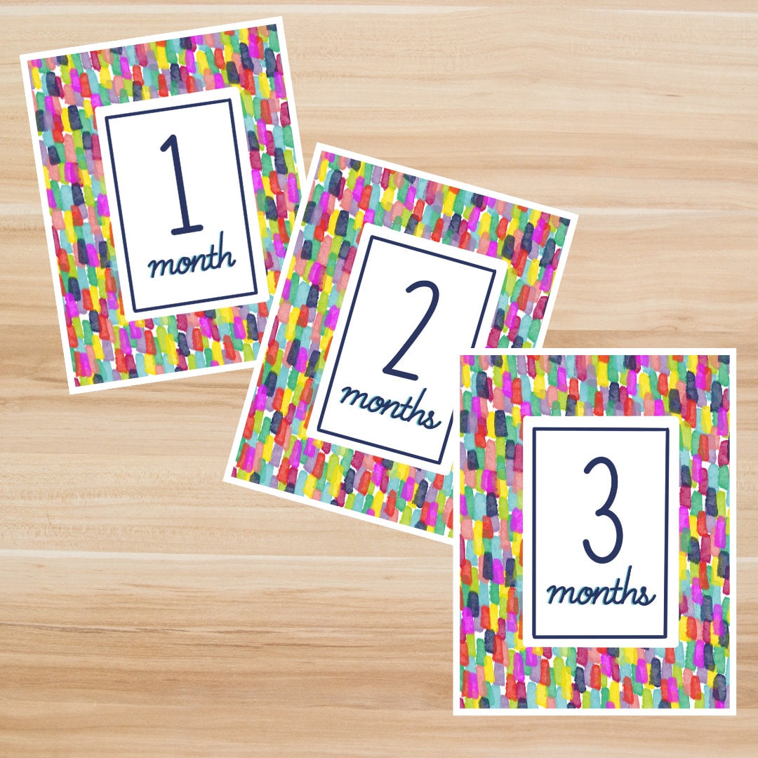 Digital Baby Milestone Printable Cards. Colorful Milestone Cards ...