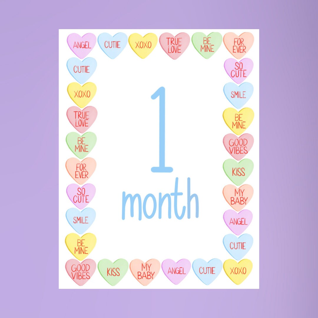 Digital - Baby Milestone Printable Cards. Valentine's Day Milestone ...