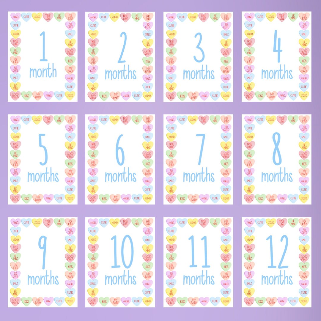 Digital - Baby Milestone Printable Cards. Valentine's Day Milestone ...