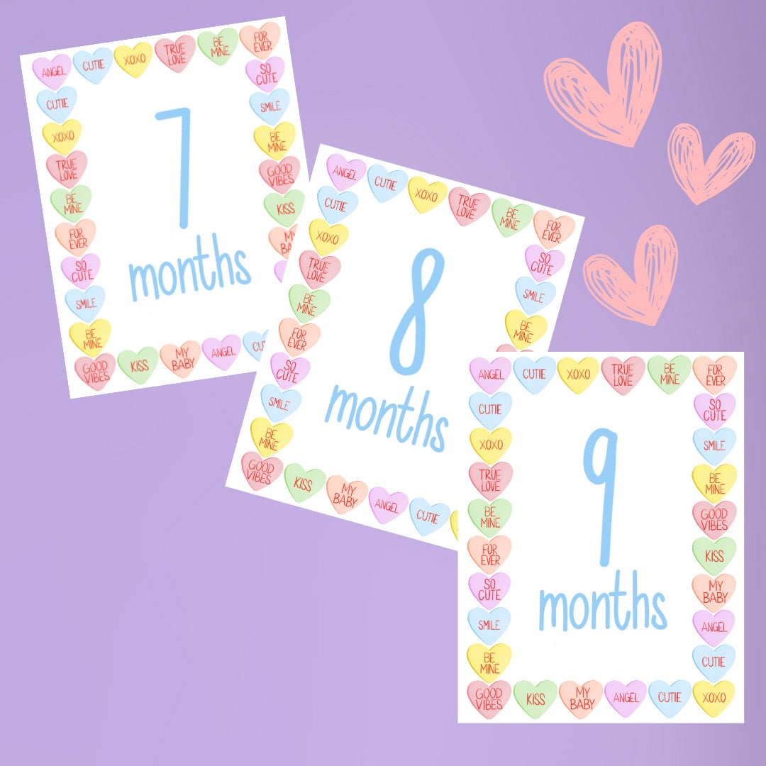 Digital - Baby Milestone Printable Cards. Valentine's Day Milestone ...