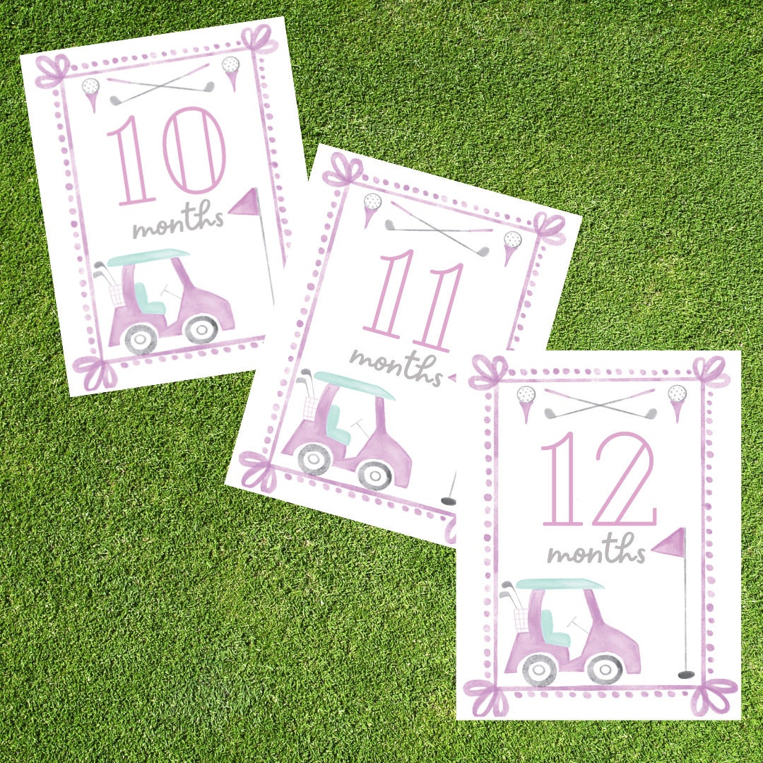 Digital - Baby Milestone Printable Cards. Pink Golf Milestone Cards ...