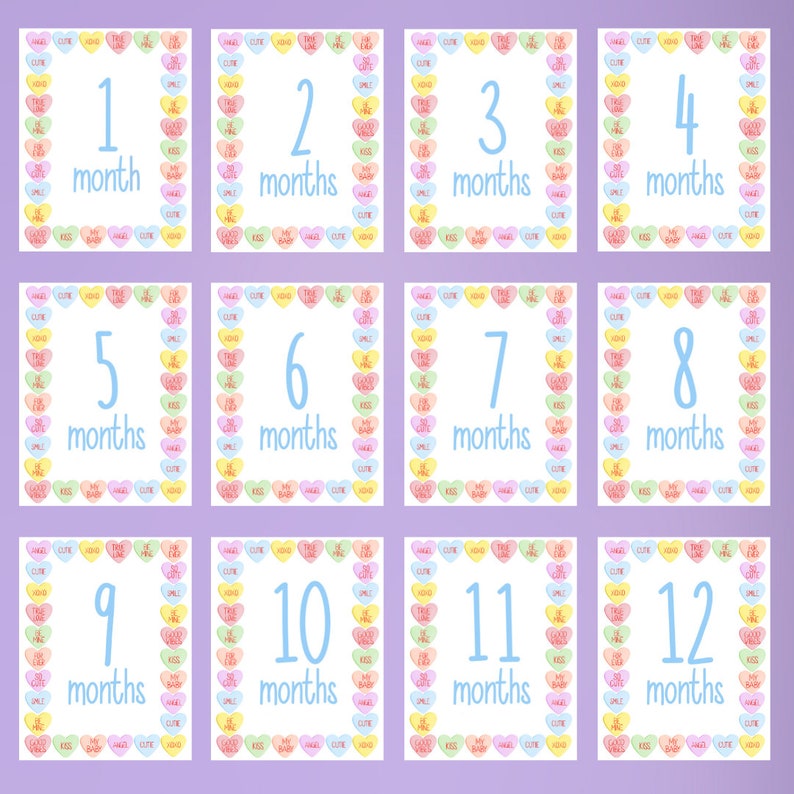 Digital - Baby Milestone Printable Cards. Valentine's Day Milestone ...
